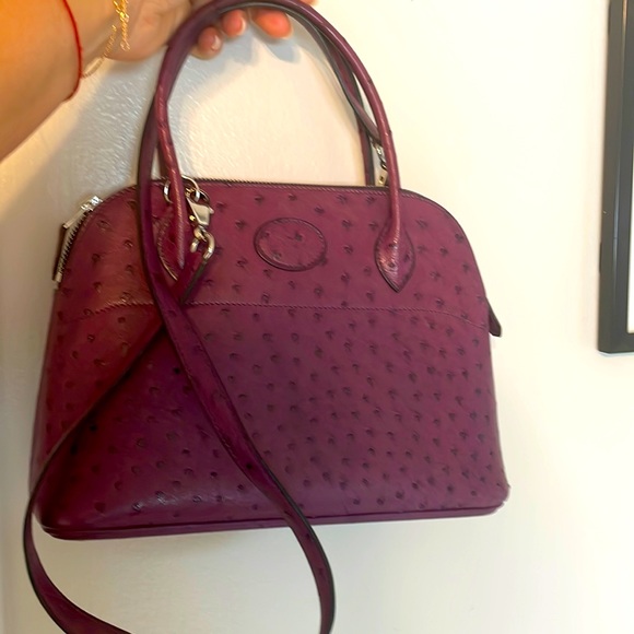 Bags | Hermes Bolide 27 Purple Color Ostrich | Poshmark